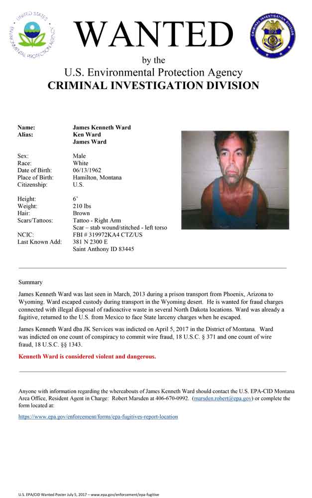 James Kenneth Ward Added To EPA's List Of Criminal Fugitives ...