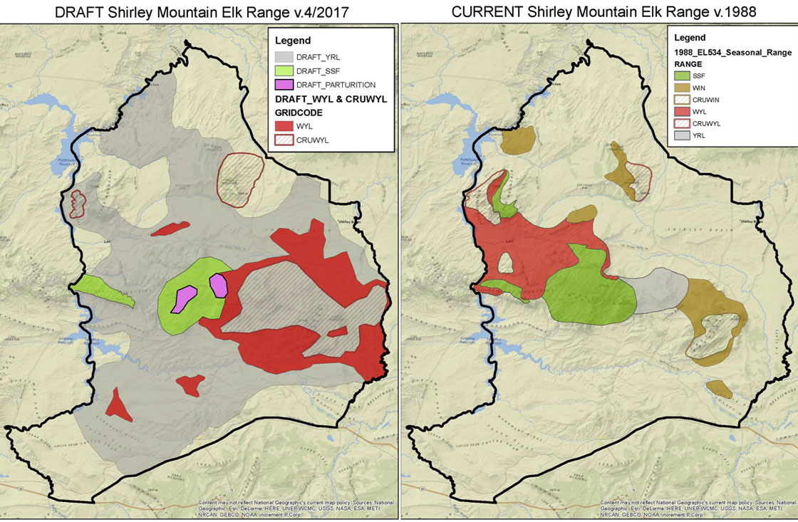 Update To Shirley Mountain Elk Herd Seasonal Range Map - SweetwaterNOW