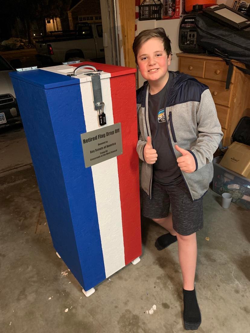 Scout Creates Flag Collection Box for Eagle Project - SweetwaterNOW